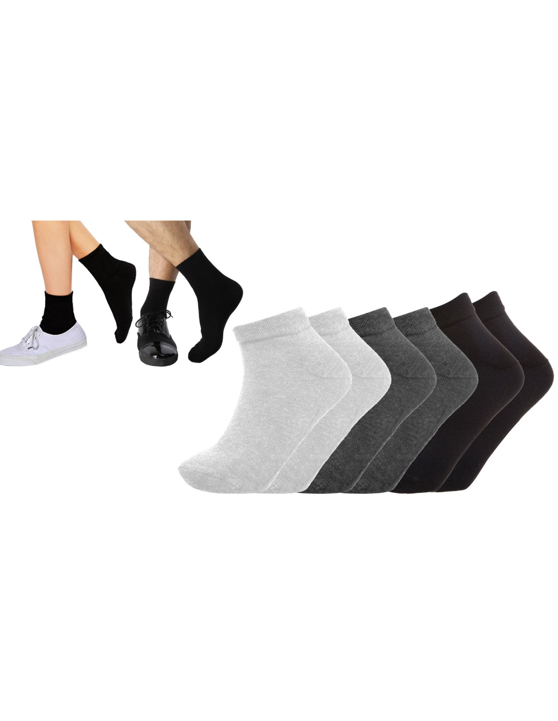 Pack di 12 paia di calzini corti in cotone da uomo o da donna in...