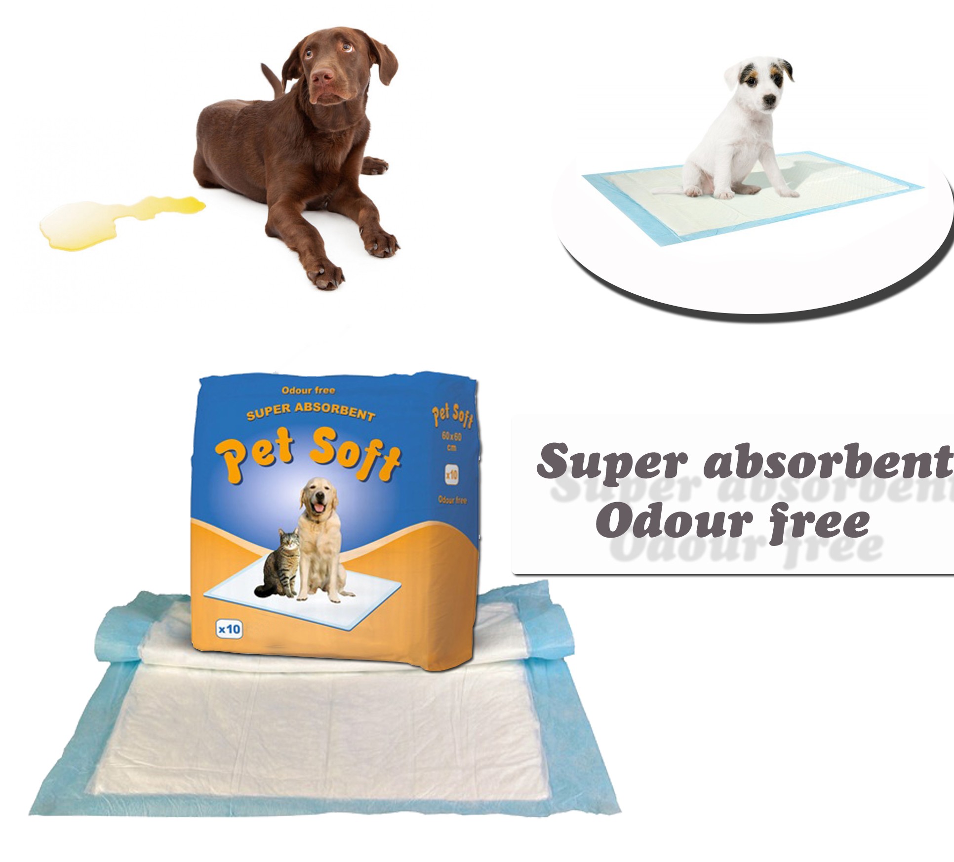 Pack 10 traverse per cani 90 x 60 cm PET SOFT tappeto super assorbente traversin