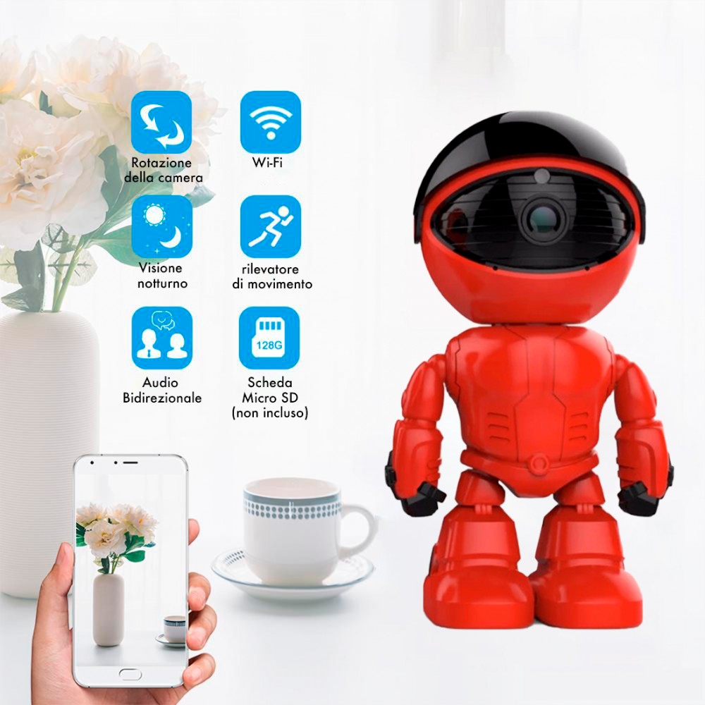 Robot Videocamera wifi 5MP 490248 HD 1920x1080 Spy Cam Sorveglianza da ...