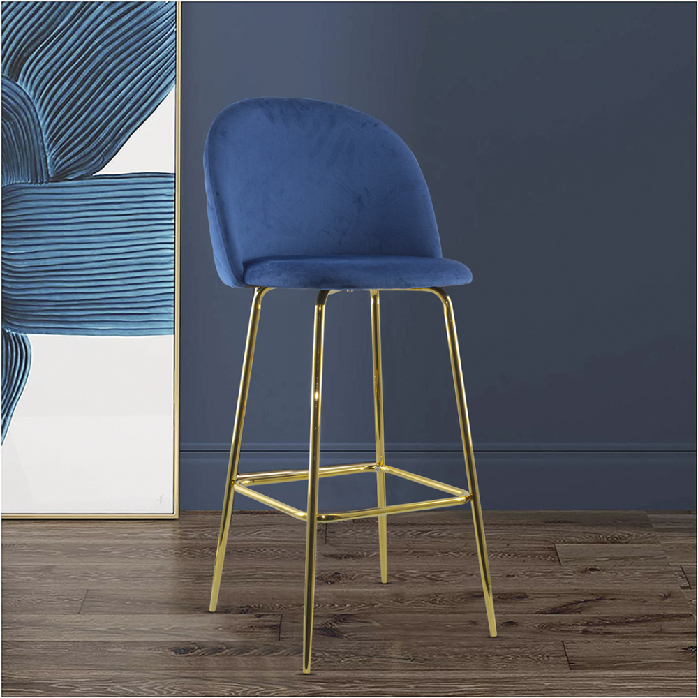 Set 2 Sgabelli in Velluto GRETA Struttura Color Oro con Schienale e ...